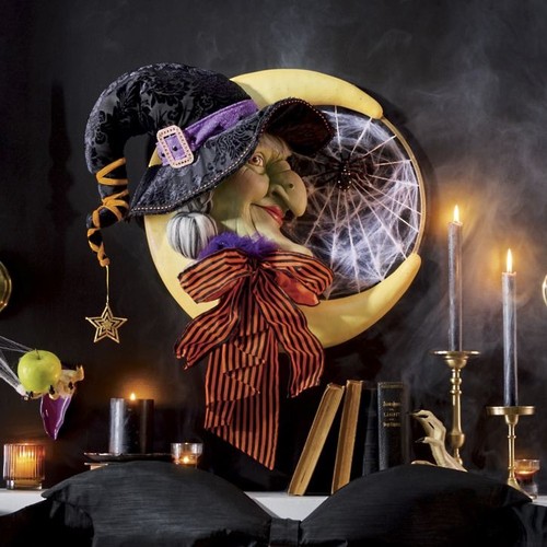 Grandin Road Enchanted Witch Moon Halloween Wreath RARE | eBay