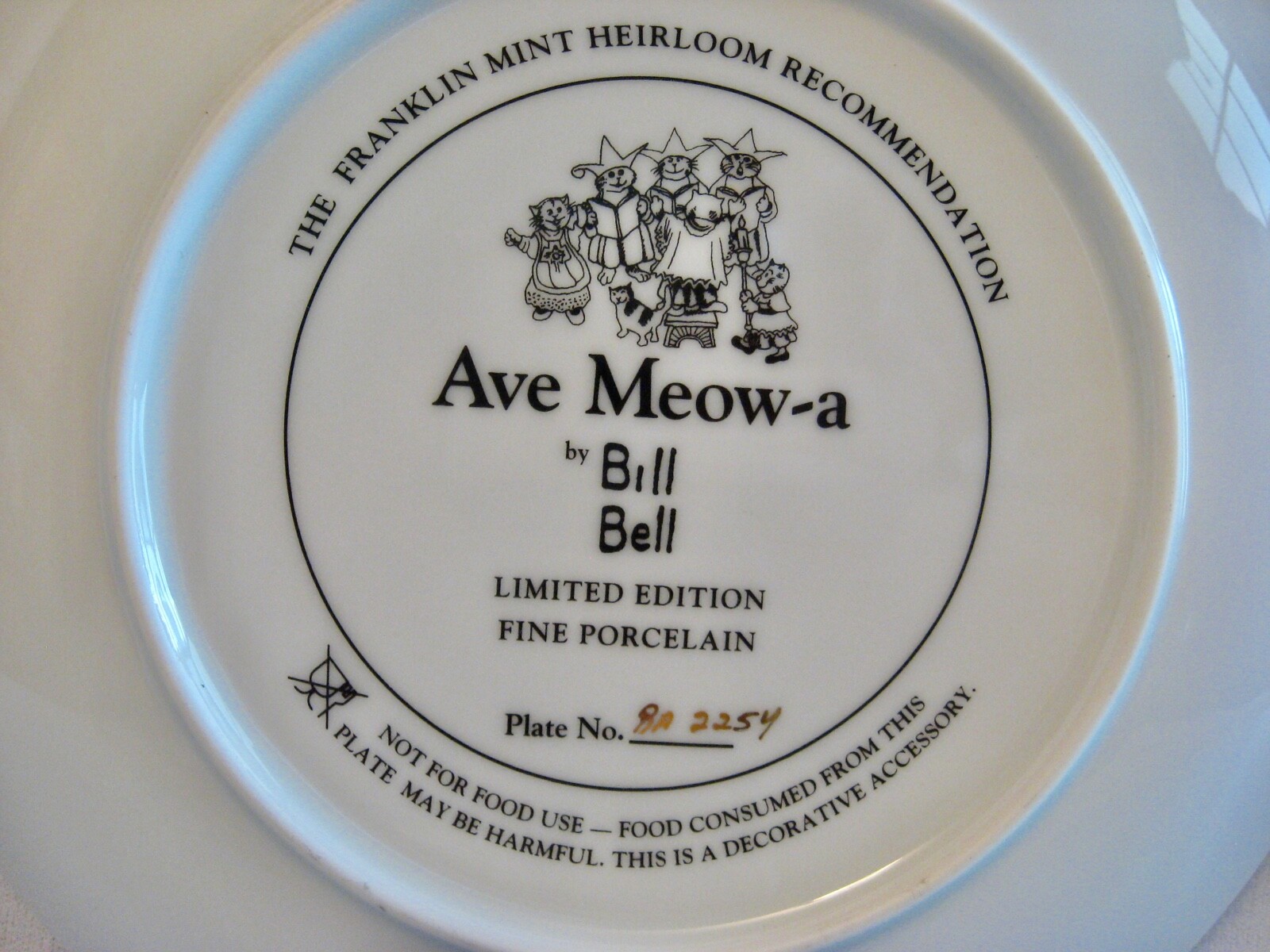 BILL BELL Santa Claws & Ave Meow-A Collector Plates Cat Kitten Franklin ...