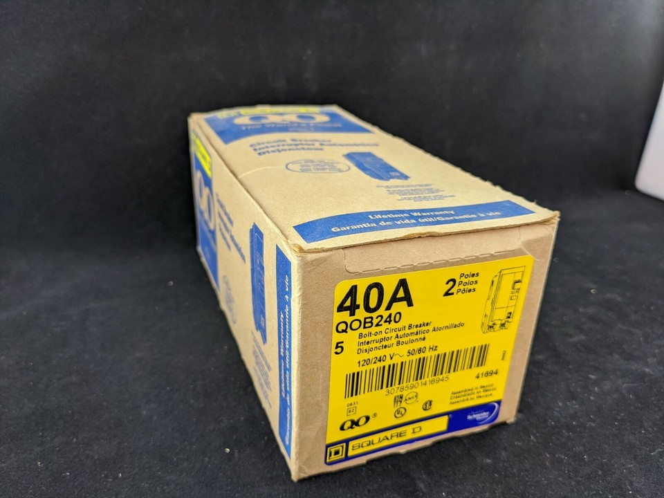 Square D QOB240 40 AMP 2 POLE Miniature Circuit Breaker Bolt On BOX OF ...