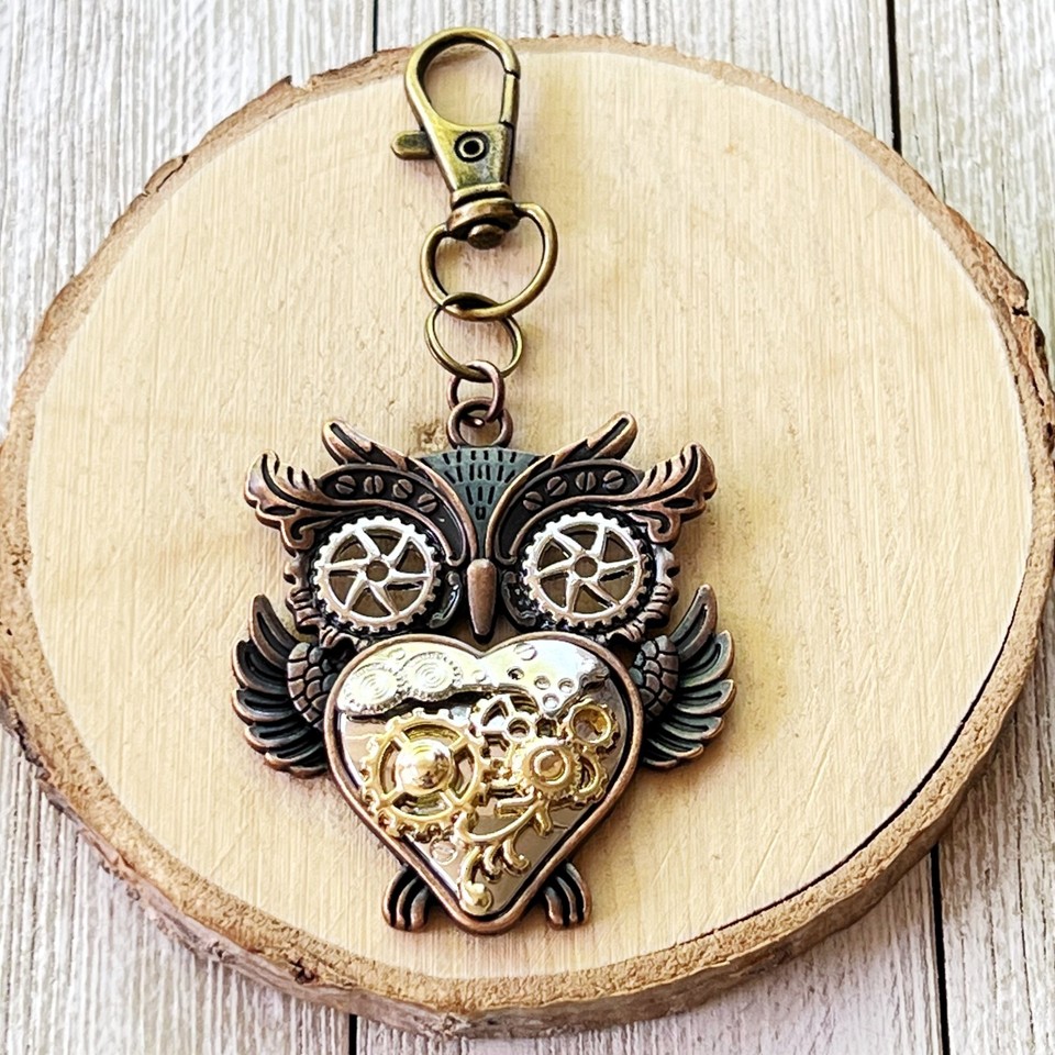 Steampunk Owl Zipper Pull Keychain Purse Charm | eBay