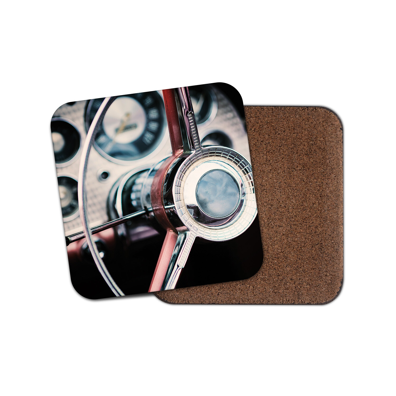 Vintage Car Steering Wheel Coaster - Retro Driving Racing Men's Cool ...