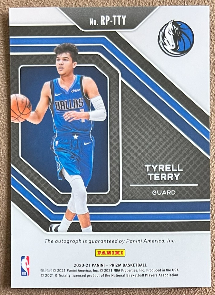 Tyrell Terry 2020-21 Prizm Penmanship Autograph #RP-TTY Rookie Dallas ...