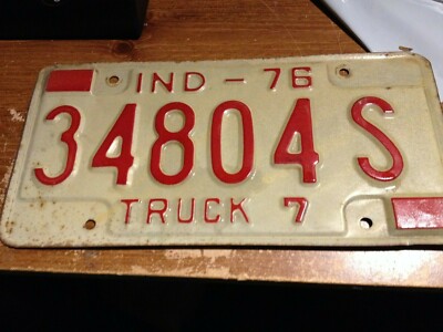 VTG 1976 INDIANA TRUCK 7 LICENSE PLATE # 34804S ( Mancave Car Lot) | eBay