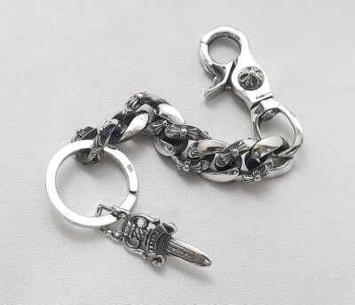 925STERLING SILVER WAIST KEY CHAIN RING CLASP DAGGER PENDANT HARLEY ...