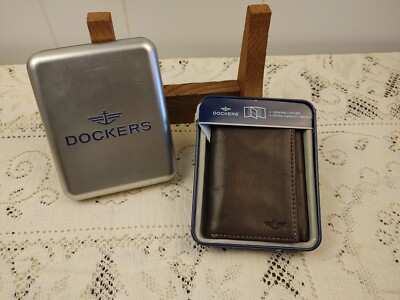 NEW Dockers Genuine Leather Men's Wallet Extra Capacity Trifold Brown ...