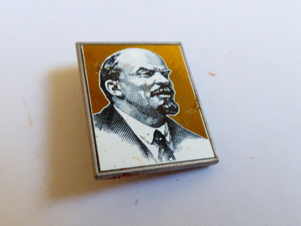Vintage Original Political Russian USSR Lenin silver tone enamel lapel ...