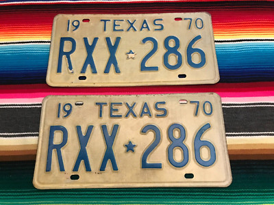 1970 TEXAS PASSENGER LICENSE PLATES RXX286 | eBay