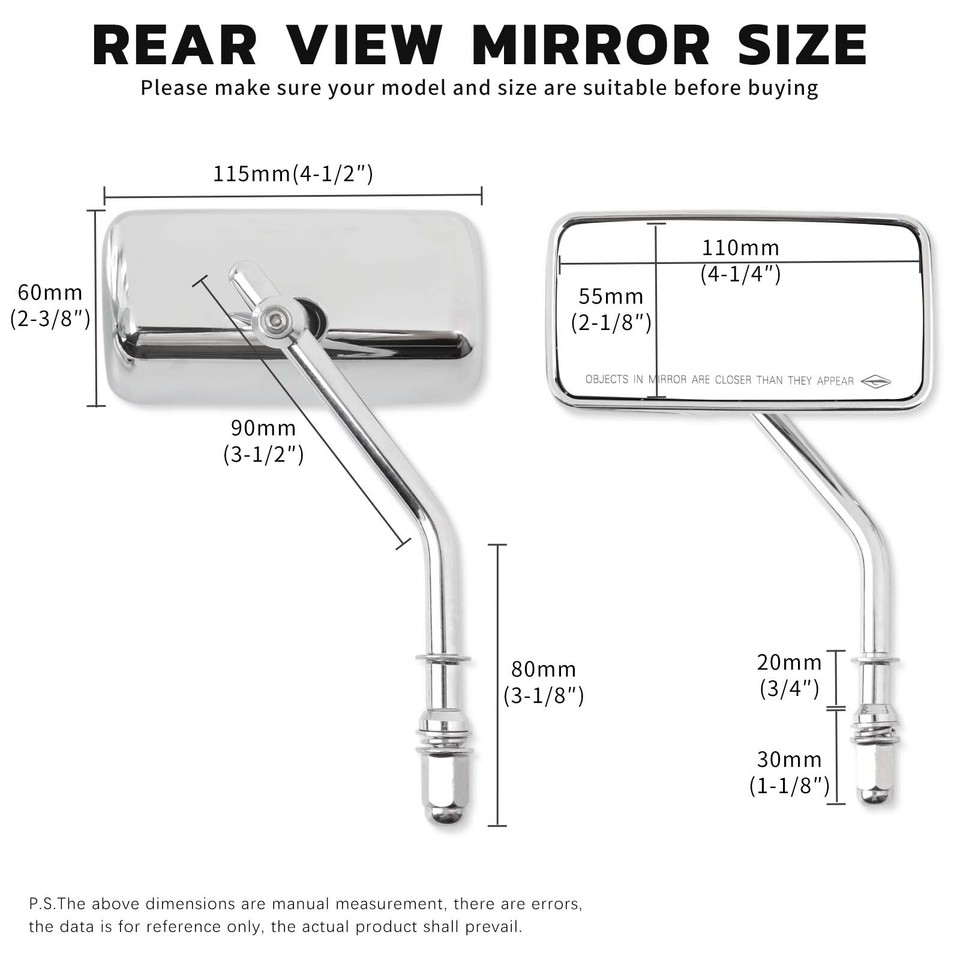 Chrome Rectangle Motorcycle Rear View Mirrors For Harley Fatboy Bobber ...