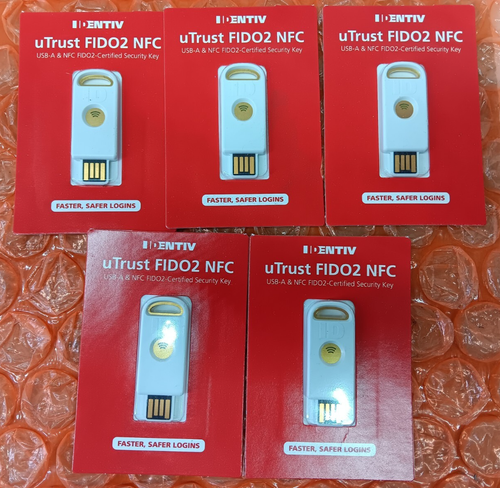 LOT 5 IDENTIV UTRUST FIDO2 NFC SECURITY KEY USB-A FIDO FIDO2 U2F PIV T8 ...