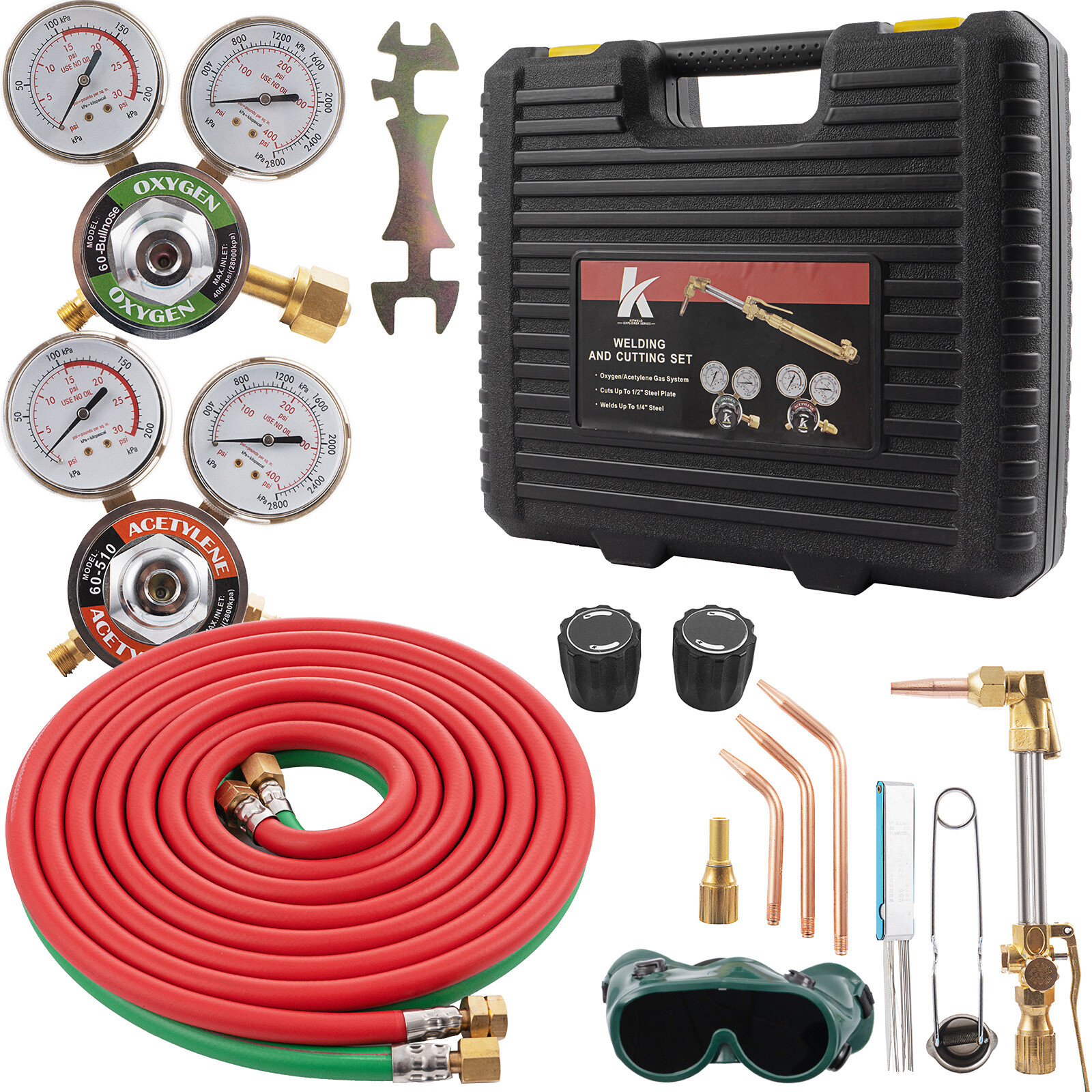 Oxygen & Acetylene Gas Cutting Torch and Welding Kit Oxy Brazing Welder ...