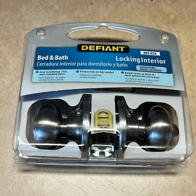 Defiant Bed Bath Privacy Door Knob Entry Set Satin Nickel 883624 | eBay