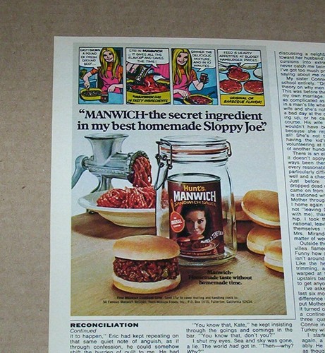 1972 print ad - Hunt's MANWICH Sloppy Joe sandwich Hunt-Wesson Foods ...