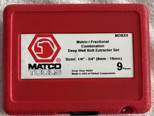 Matco Tools Metric Fractional Combination Deep Well Bolt Extractor Set ...