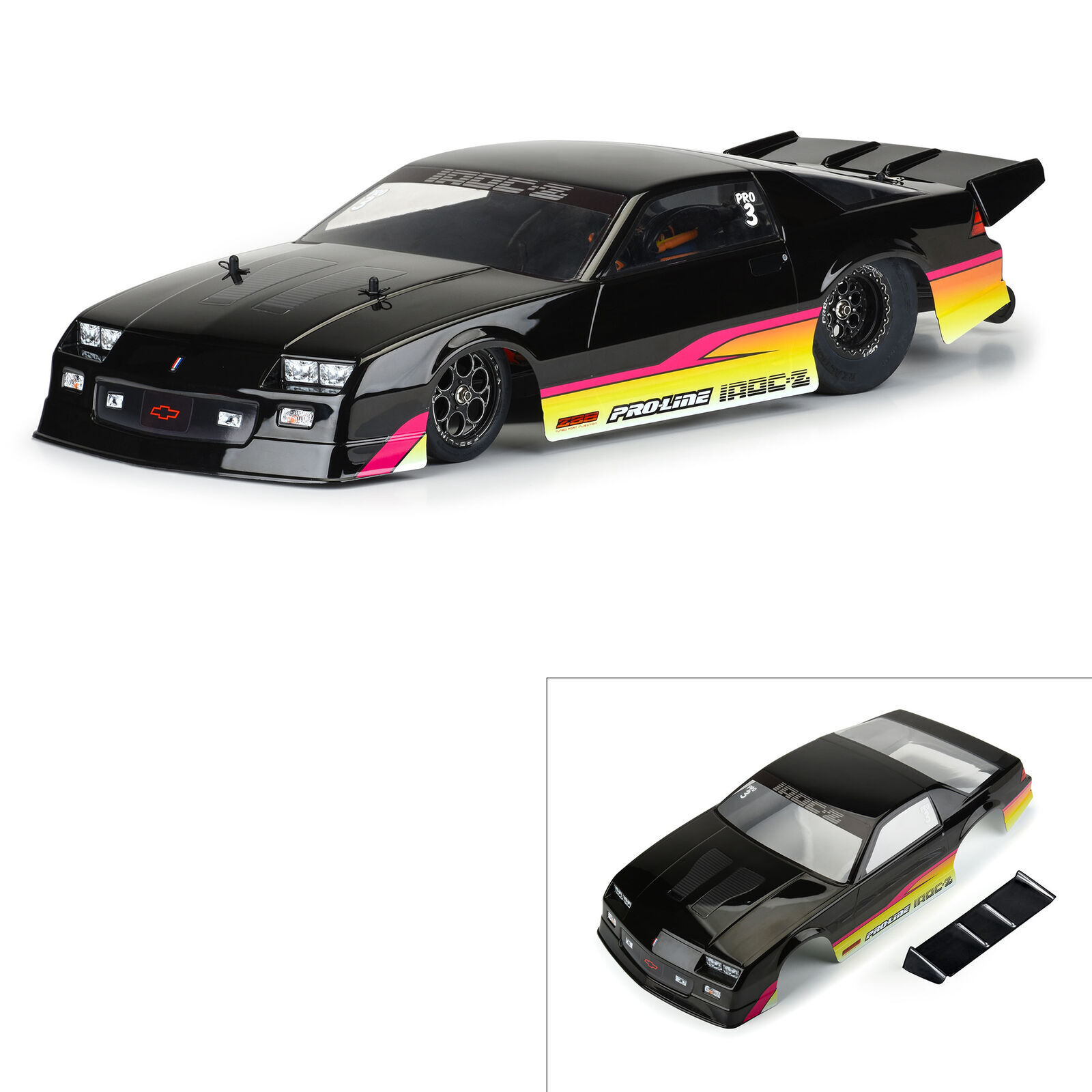 1/10 Pre-Painted/Cut 1985 Chevy Camaro IROC-Z Black Body: 22S Drag Car ...