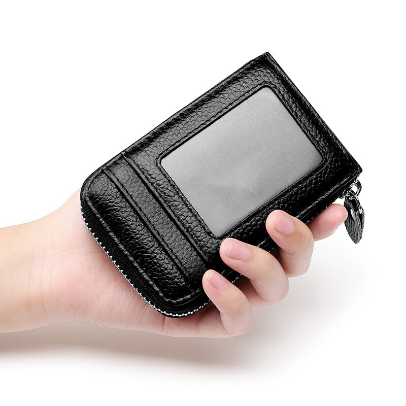 RFID Blocking Card Holder Leather Credit Card Case Wallet Zip Around ...