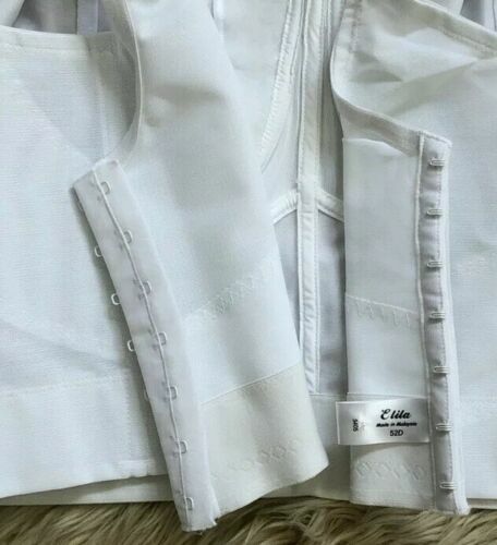 ELILA 52D WHITE JACQUARD LONG LINE SOFT CUP FIRM SUPPORT POSTURE BRA ...