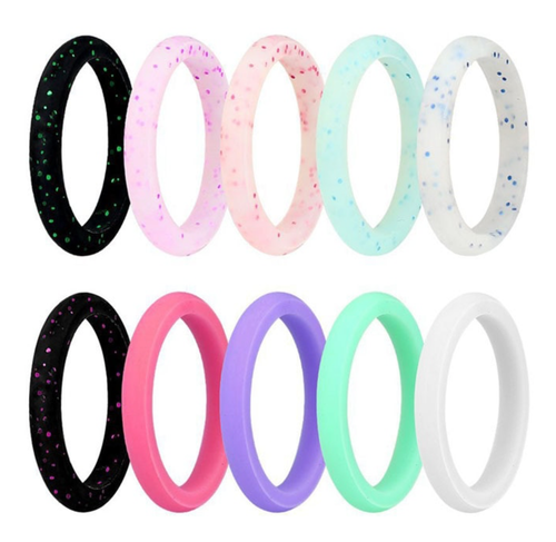 Fashion 2.7mm Thin GLITTER Silicone Ring For Women Wedding Sports ...