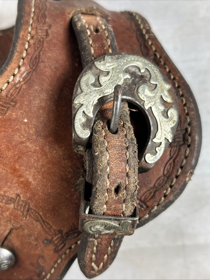Wonderful Pair of Antique Western Iron & Leather SPURS w/ Silver ...