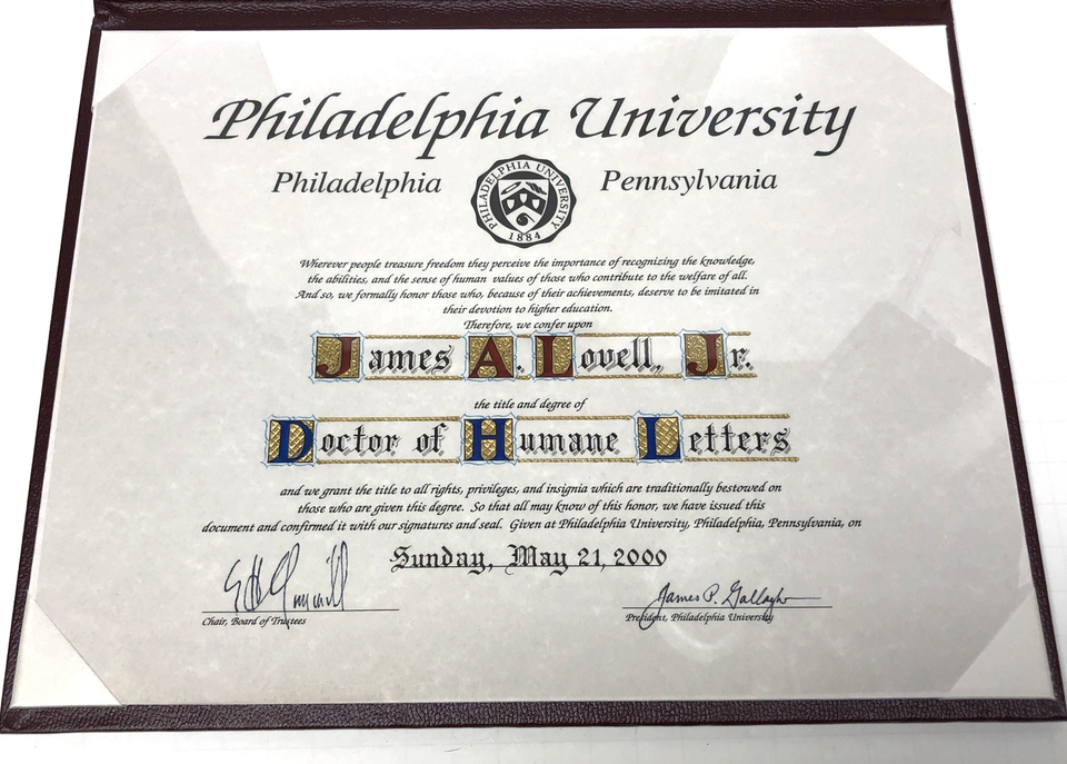 JAMES LOVELL HONORARY DOCTOR OF HUMANE LETTERS DEGREE FROM PHILADELPHIA ...