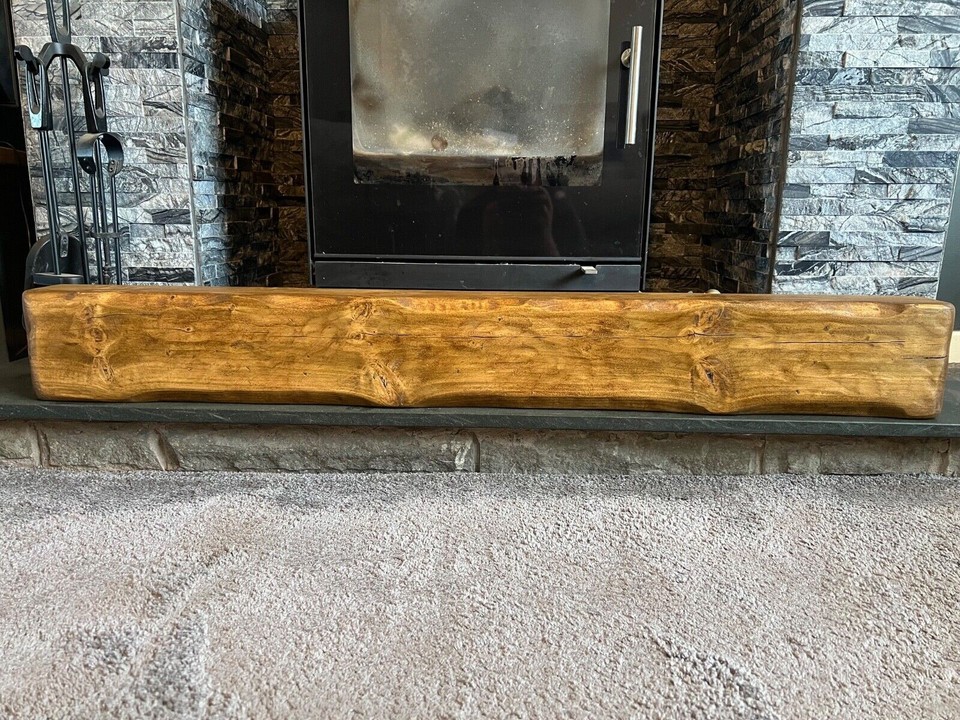 SOLID WOOD MANTEL BEAM RUSTIC MANTELPIECE LOG BURNER MANTLE FIREPLACE ...
