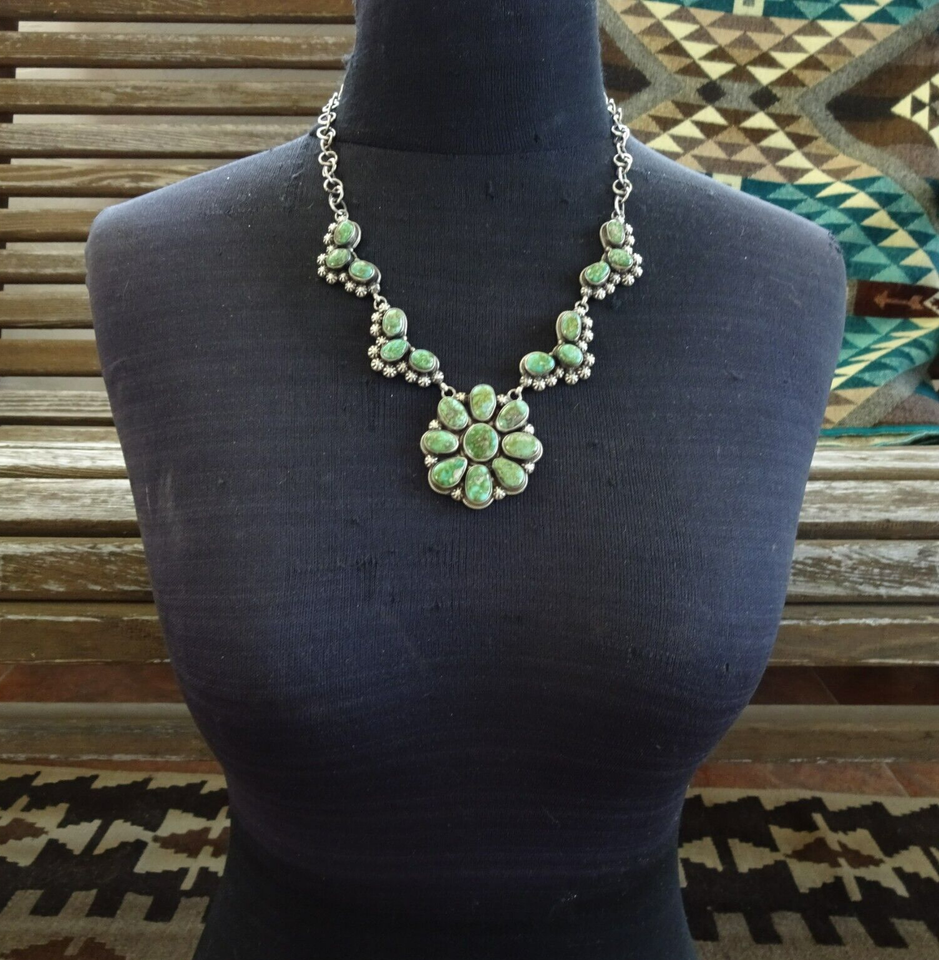 EXQUISITE Kathleen Chavez NAVAJO Sterling Silver SONORAN GOLD TURQUOISE ...