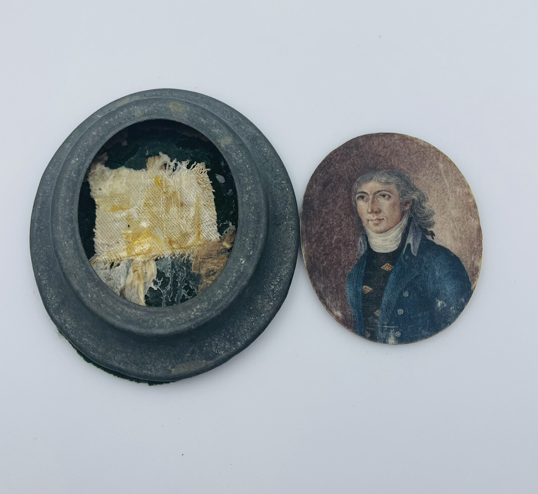 Antique Hand Painted Miniature Portrait Of A Man | eBay