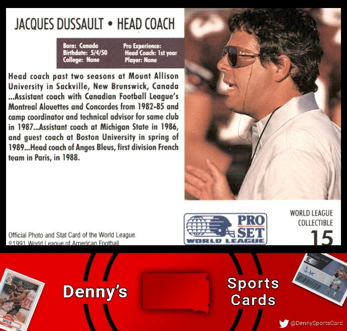 1991 Pro Set #15 Jacques Dussault Montreal Machine Football Card | eBay