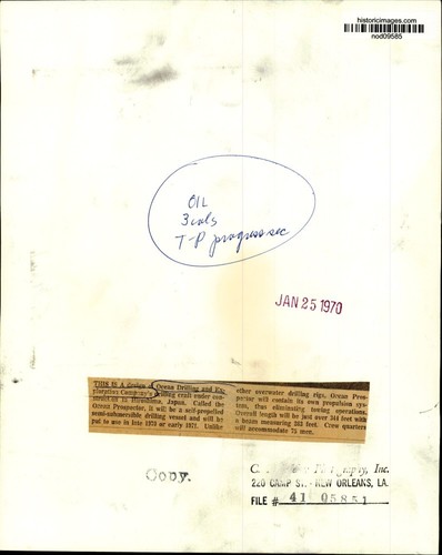 1970 Press Photo Oil Rig Ocean Prospector Design Drawing by ODECO ...