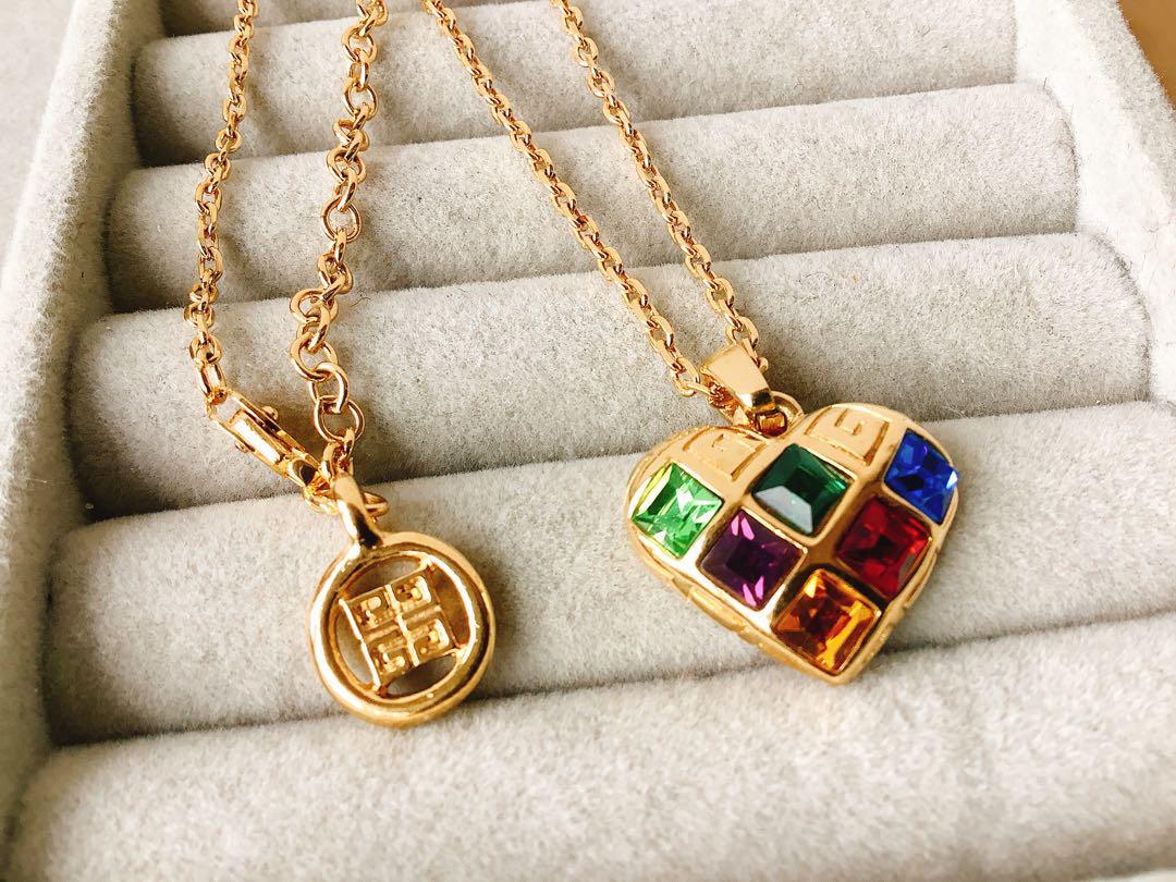 Givenchy Vintage Colorful Bijou Heart Necklace japan… - Gem