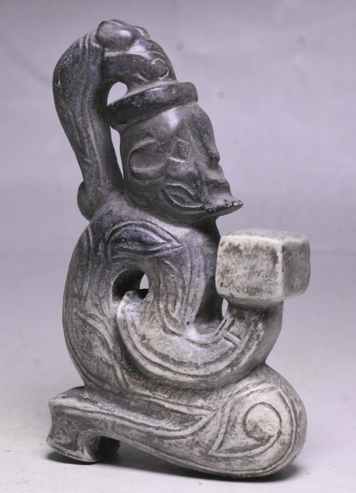 8CM China Liangzhu Culture Old Jade Carved Dynasty Palace People Person ...