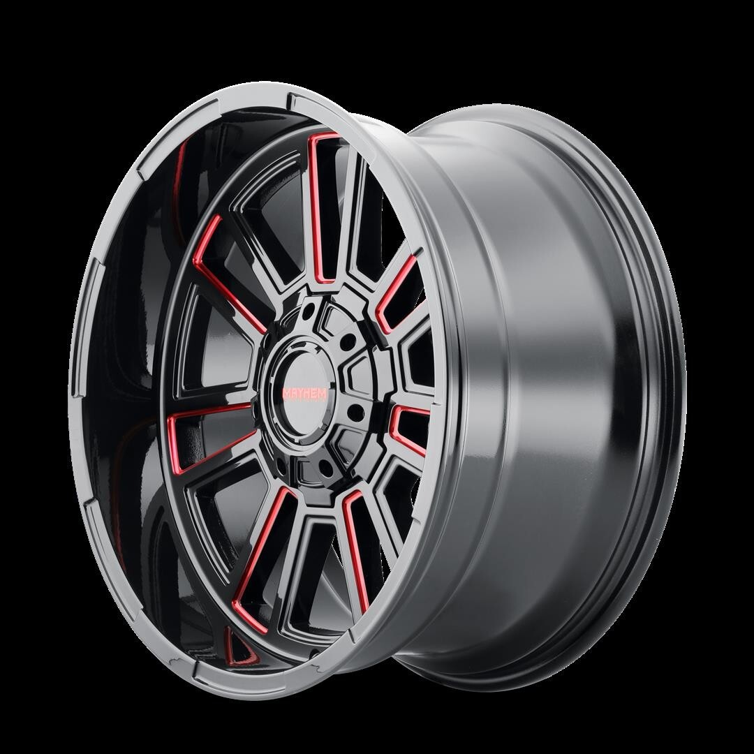 Set of 4 Mayhem Apollo 20x9 Black with Red Wheels for 1999-2024 Ford ...