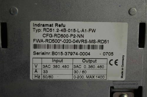 Indramat Refu RD51.2-4B-015-L-A1-FWCFG-RD500-P2-NN | eBay UK