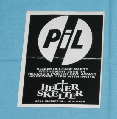 vintage original PiL Public Image Limited ALBUM RELEASE PARTY INVITE ...