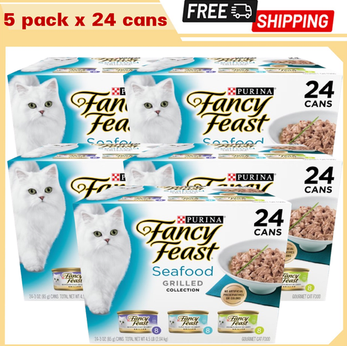 120 cans, Fancy Feast Adult Grilled Seafood Feast Variety Pack in Wet ...