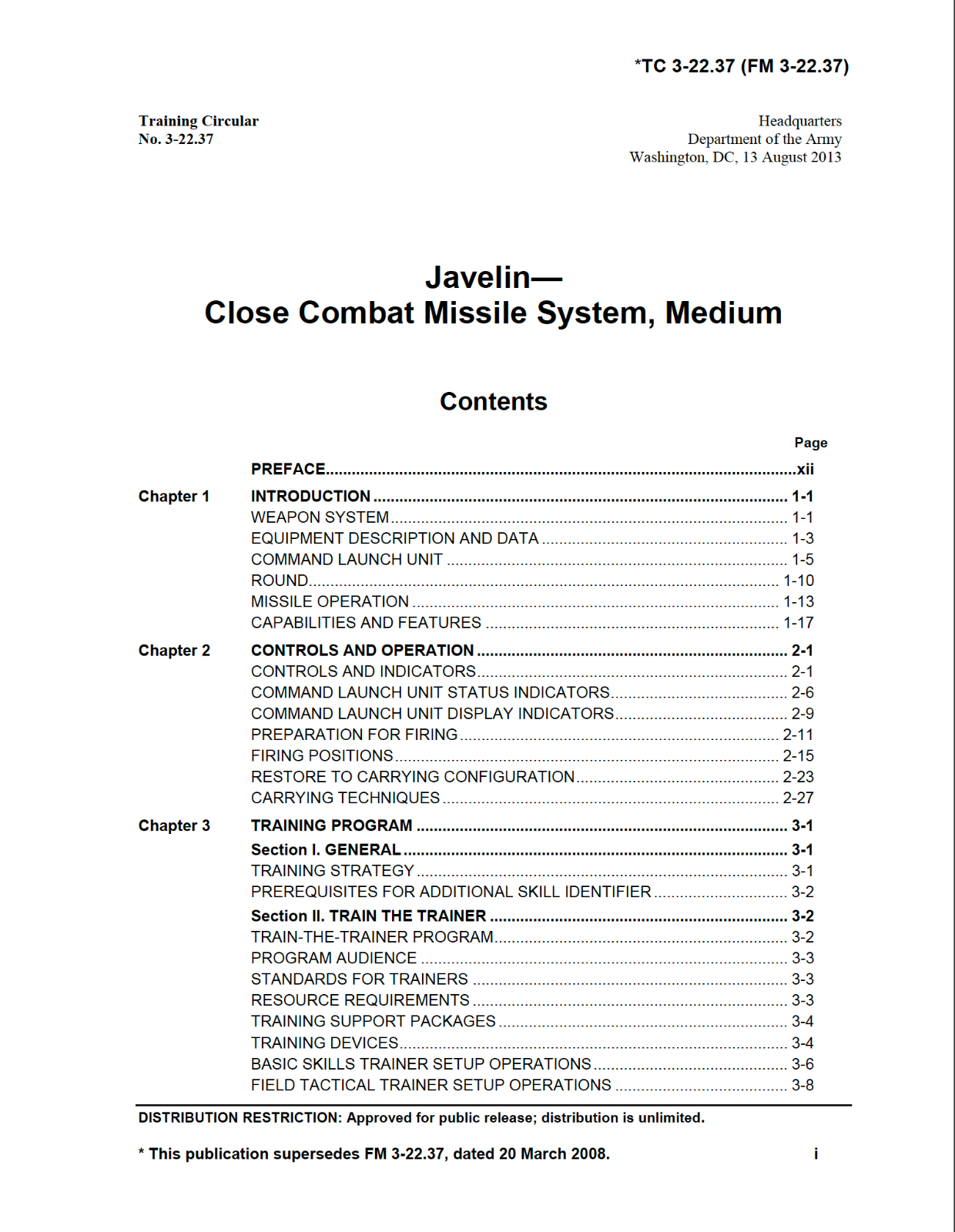 260 Page FGM-148 M98A1 JAVELIN CLOSE COMBAT MISSILE SYSTEM TC 3-22 ...