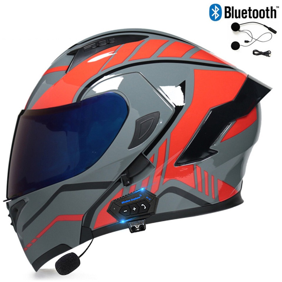 Men Motorcycle Helmet Intercom Bluetooth Headset Wireless Interphone ...