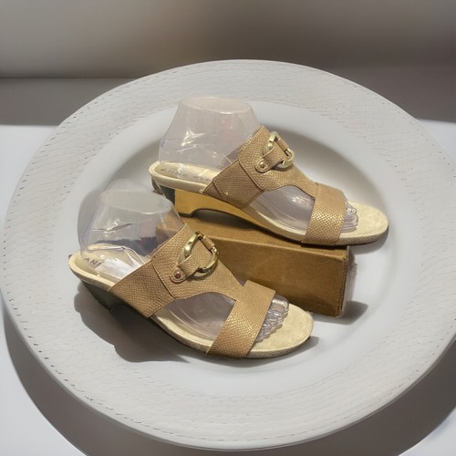 ANNE KLEIN Iflex Women TEELA Wedge Sandals Size 8.5M Gold Accent Shoes ...