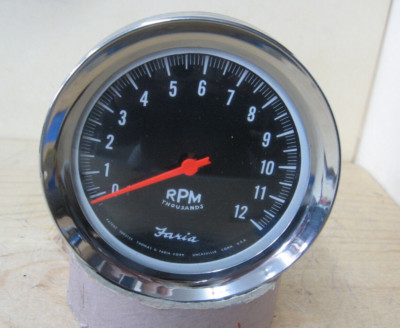 Faria Vintage 12,000 12K RPM Tachometer & Sender, Sending Unit - #12-TF ...