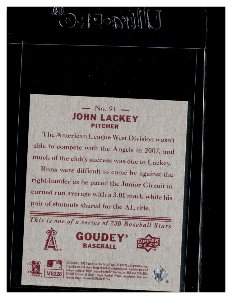 2008 Upper Deck Goudey Mini Red Backs #91 John Lackey | eBay