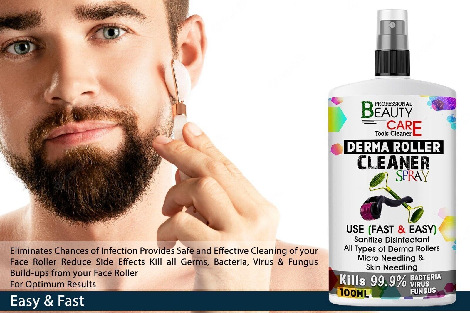 Derma Roller Cleaner Steriliser Tools Makeup Brush Surface Spray 50ml ...