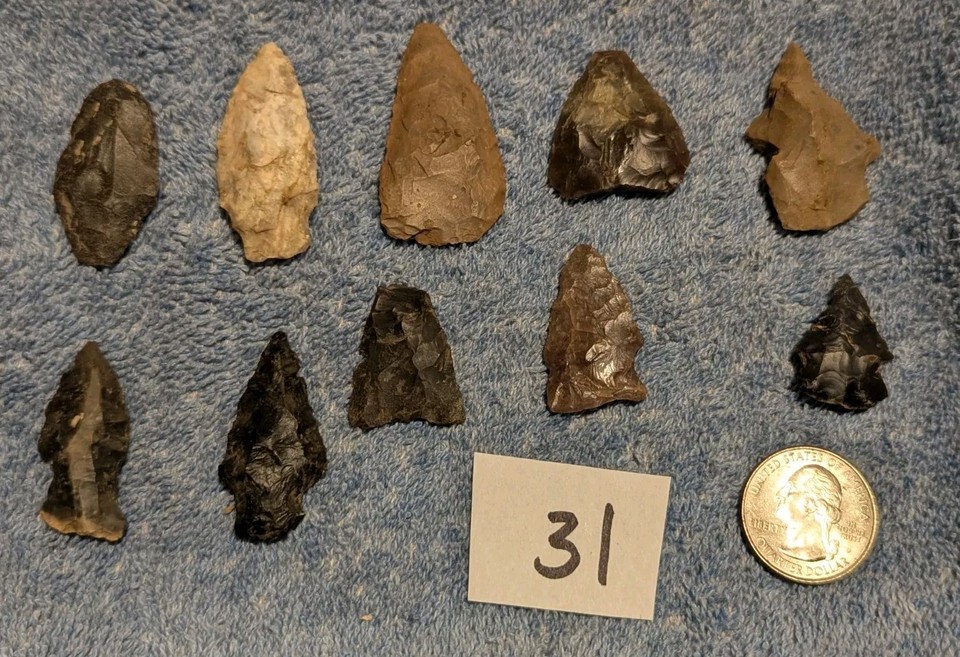 Group of 10 Authentic Field Grade Arrowheads- Found In Tennessee Lot 31 ...