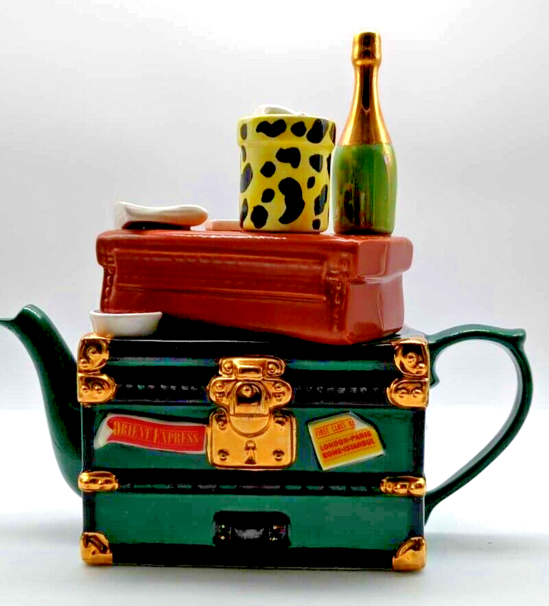 Vintage 1995 Swineside Orient Express Steam Trunk Teapot Ceramic Made ...