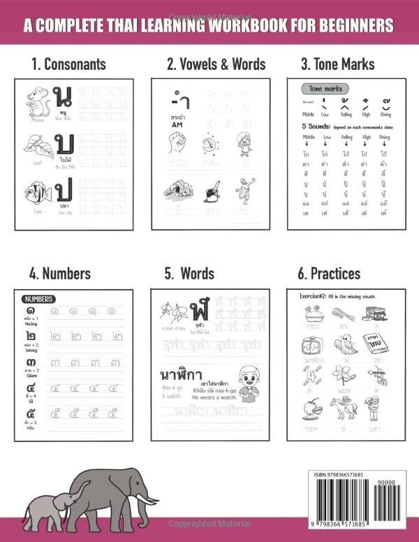 Thai Alphabet A Complete Thai Learning Workbook For Beginners: 6-in-1 ...