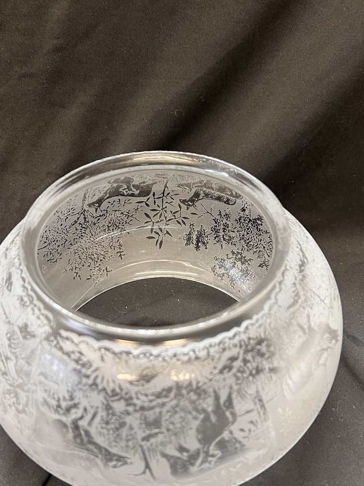 Antique Etched Deer Fishbowl Victorian Aesthetic g as Shade. 5in Fitter ...