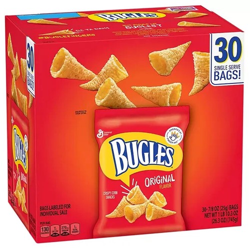Bugles Original Flavor Corn Snacks Chips 30-Pack Bulk Bag | Free ...