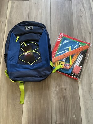 High Trails Blue Backpack Bookbag w 30 Piece School Supplies For K-12 ...