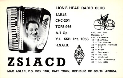 Lion's Head Radio Club Cape Town South Africa ZS1ACD QSL Radio Card ...