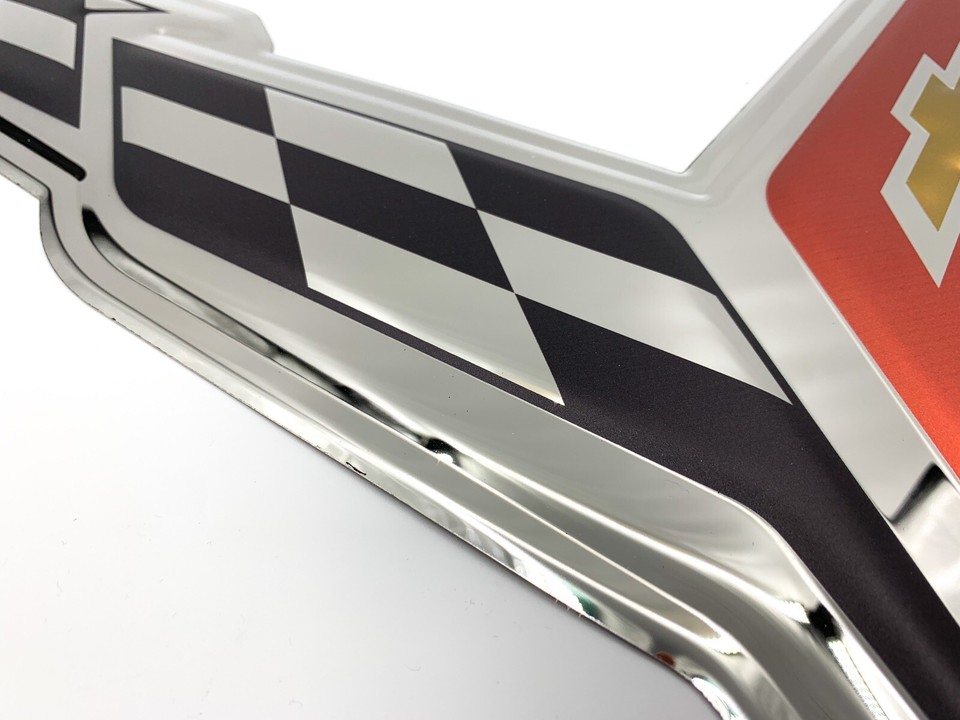 Chevrolet Corvette C8 Crossed Flags Logo Emblem Metal Sign - Licensed ...