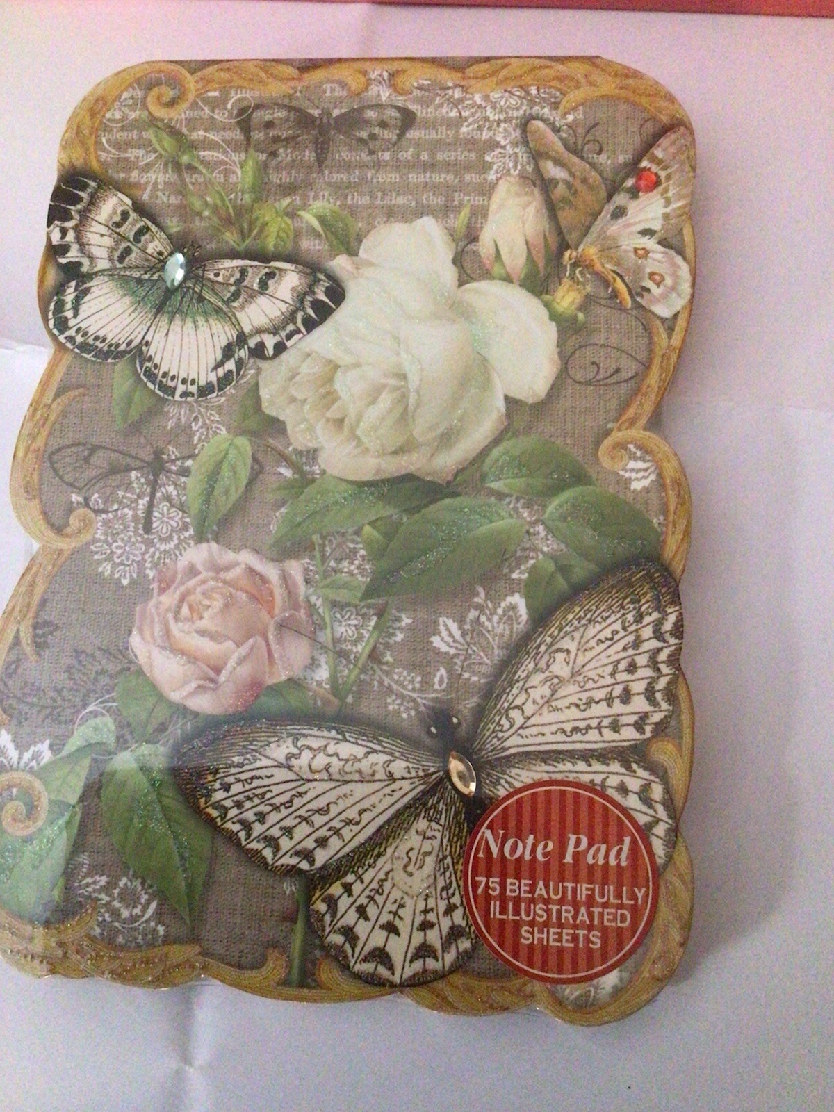 Punch Studio Die Cut Notepad with 75 Sheets Butterflies And Roses ...