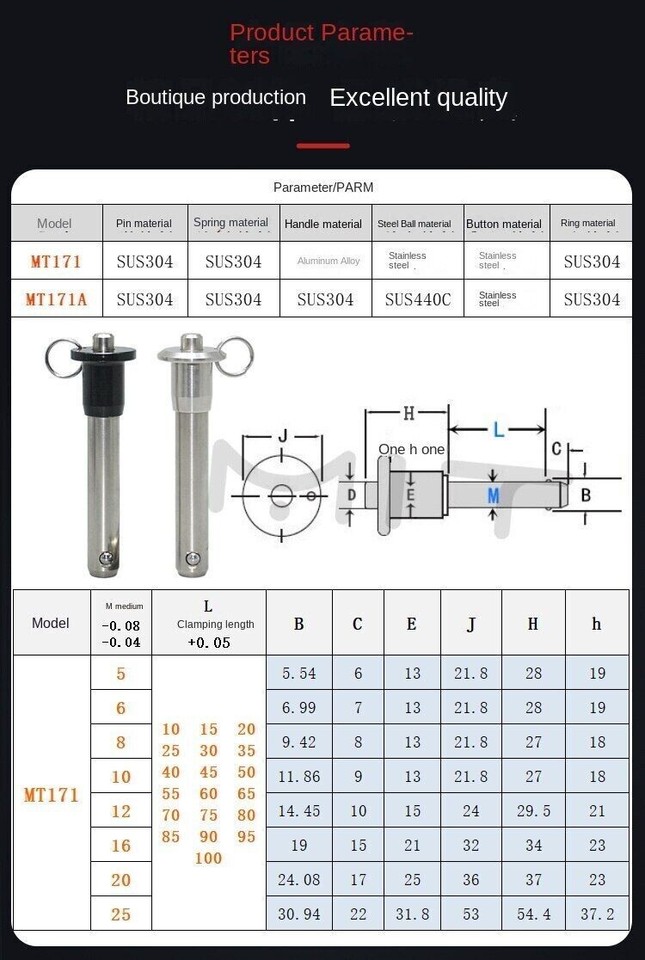 1PCS Dia 5/6/8/10MM Lock Quick Release Pin Handle Locking Pins ...
